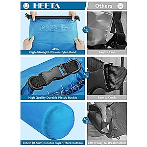 HEETA Waterproof Dry Bag for Women Men, Roll Top Lightweight Dry Storage Bag Backpack with Phone Case for Travel, Swimming, Boating, Kayaking, Camping and Beach, Transparent Blue 5L
