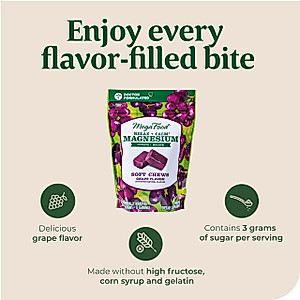 MegaFood Relax + Calm Magnesium Supplement - Soft Chews with Magnesium Citrate & Magnesium Malate for Heart Health, Muscle Tension & More - Vegetarian - Grape-Flavor - 30 Chews per Pack (Pack of 1)