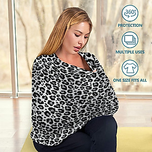 Nursing Cover Breastfeeding Scarf Snow Leopard Print Gray - Baby Car Seat Covers, Infant Stroller Cover, Carseat Canopy(913g)