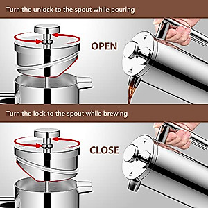 Miuly Cafetiere 3 Cup/600ml Stainless Steel Double Wall French Press with Coffee Measuring Spoon,Thermal Insulation Silicone Sealed Lid,Silver