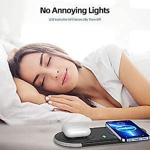 Dual Wireless Charger Pad, Dual 15W Max Fast Charging Wireless Charging Pad for All Wireless-Charging-Enable Phones Galaxy iPhone AirPods 2-in-1 Type C Cable Included (No AC Adapter)