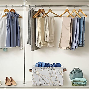 ALAZA Marble Texture Liner Foldable Storage Box Storage Basket Organizer Bins with Handles for Shelf Closet Living Room Bedroom Home Office 2 Pack