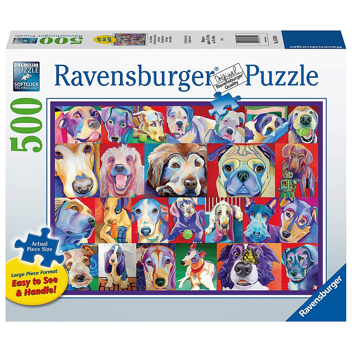 Ravensburger Hello Doggie 500 Piece Large Format Jigsaw Puzzle for Adults - 16794 - Every Piece is Unique, Softclick Technology Means Pieces Fit Together Perfectly