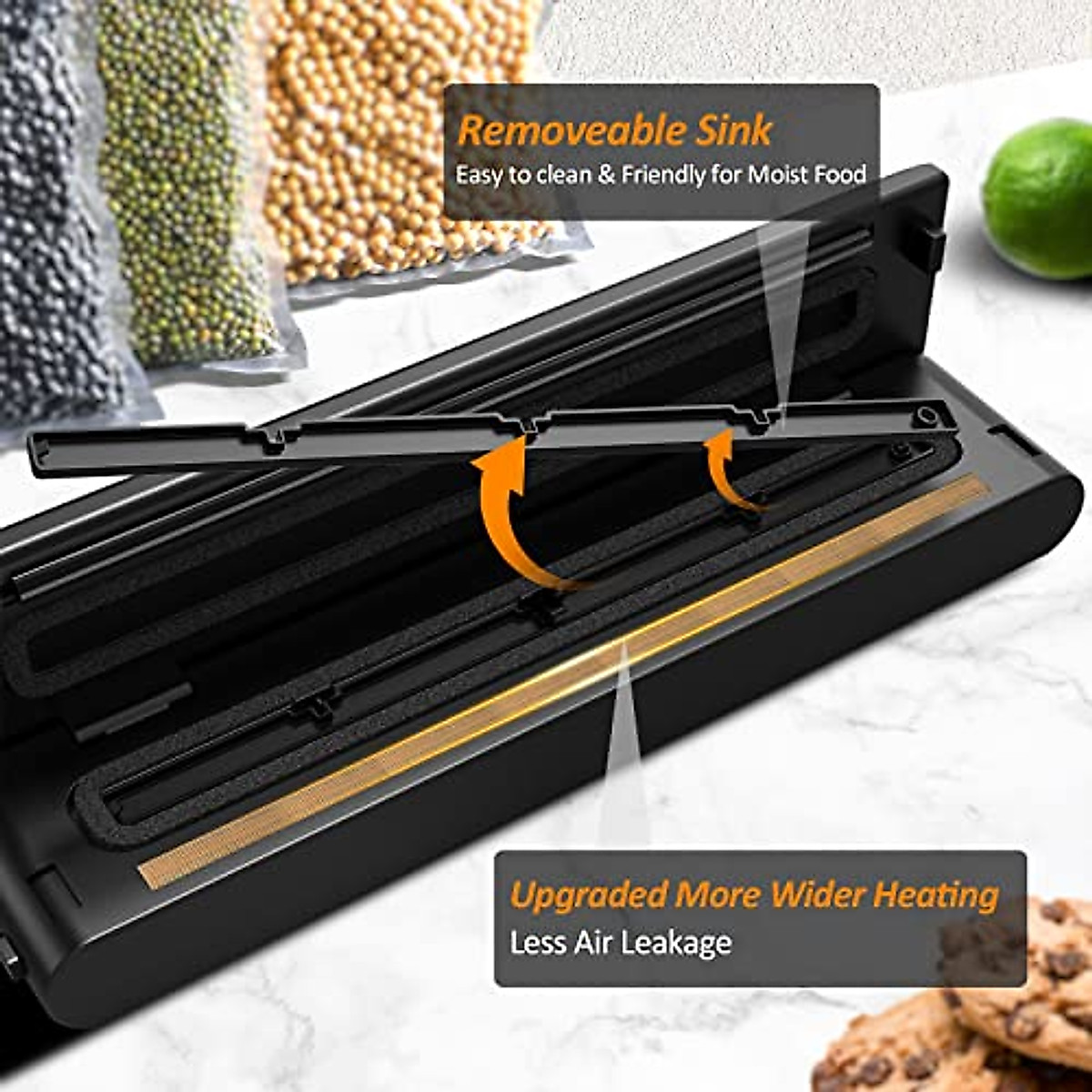 Vacuum Sealer Machine Food Saver Vacuum Sealer Machine with Cutter and 28 Bags, Automatic Air Sealing System for Food Fresh, Dry & Moist Modes, Compact & Magnetic Design for Seal a Meal