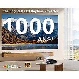 UHD 4K Projector with 5G Wifi Bluetooth, Home Cinema Daytime Projector for Gaming Office Works 13,000Lumens LCD Smart Projectors Wireless Casting with iPhone Laptop Netflix + Purple