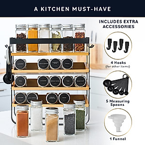 Spice Rack Organizer - Spice Organizer With 24 Jars & 3 Spice Racks - Spices Organizer, Seasoning Rack, Kitchen Spice Organizer, Spice Holder - Spice Jars And Rack, Spice Rack Organizer For Countertop