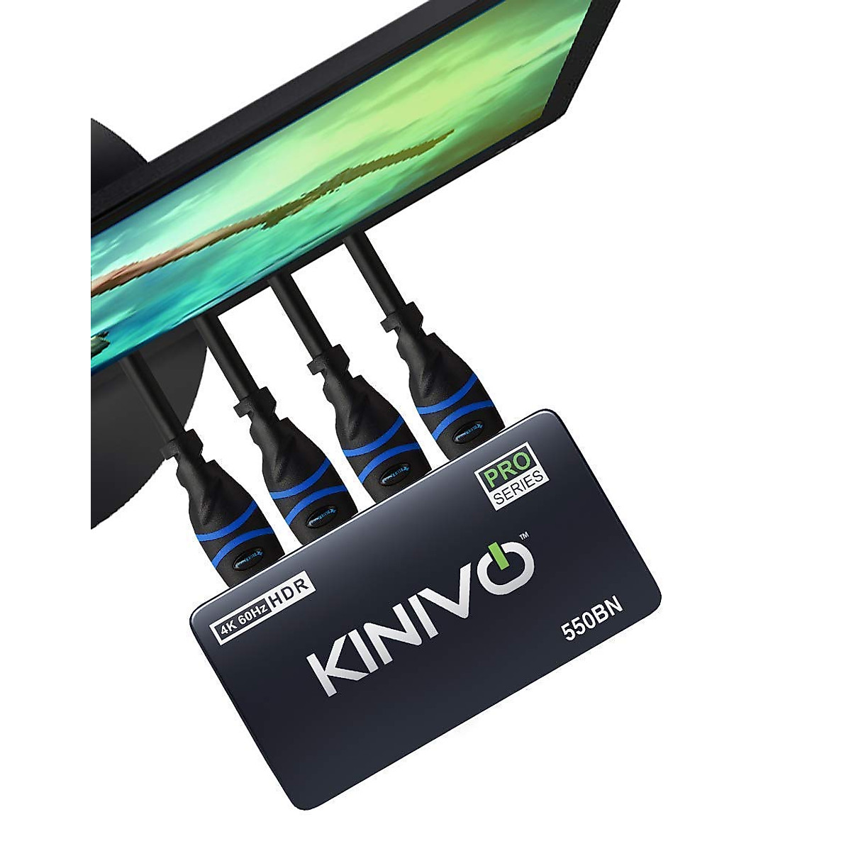 Kinivo 5 Port 4K HDMI Switch+ 4 Pack HDMI Cables - 6FT (4K 60Hz, HDMI 2.0, HDR) - Compatible with Roku, PS5, Xbox, Apple TV, Nintendo Switch, Cable Box