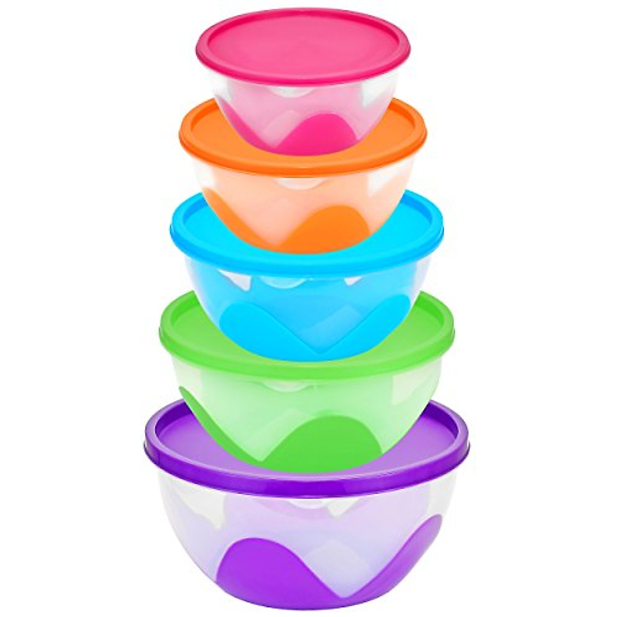 Nested & Stackable Bowl/Food Storage Containers, Silicone Plastic 5 Piece Multi-Purpose Set