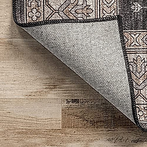 nuLOOM Mollie Machine Washable Traditional Border Area Rug, 5' x 8', Charcoal