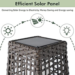 Grand patio Outdoor Solar Powered Resin Wicker Floor Lamp, Outdoor Weather-Resistant Deck Light, for Garden or Porch -Large Fuji, Dark Brown