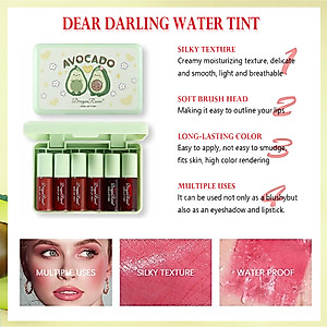 6 Colors Lip Tint Stain Set, Korean Lip Gloss Lip Tint Stain Plumping Mini Liquid Lipstick, Multi-use Lip and Cheek Tint Gloss, Long lasting Non-Stick Cup Waterproof High Pigment Lip Tint Makeup