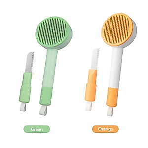 GooCare 2-in-1 Cat Brush for Shedding, with Detangler Comb, Self Cleaning Cat Comb Hair Brush for Indoor Cats, Dog Deshedding Brush Grooming Kit, Pet Supplies Hair Remover Tool (Green)