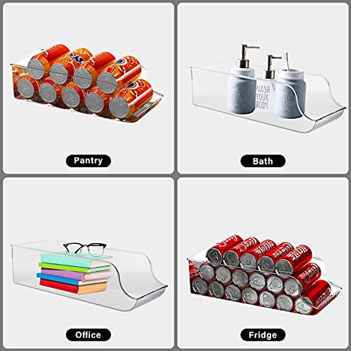 Atopov Set of 2 Refrigerator Organizer Bins Fridge Organizer Freezer Pantry Organization and Storage, Beverage, Canned Food Container Bin for Refrigerator (2)