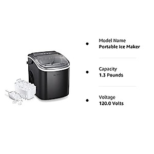 Ice Maker Countertop with Handle,9 Cubes Ready in 6 Mins,26Lbs/24H, Self-Cleaning Portable Ice Machine with Basket and Scoop, for Home/Kitchen/Camping/RV