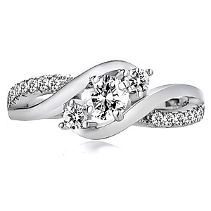 ZLAEBL 1.1 ct tw Three-Stone Moissanite Engagement Rings for Women Platinum Plated Silver Ring Twisting Moissanite Rings 10K 14K 18K Real Gold Wedding Band Custom Free Engraving