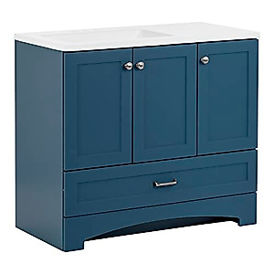 Spring Mill Cabinets Emlyn Bathroom Vanity with Sink, 18.75"D x 36.25"W x 32.89"H, Admiral Blue