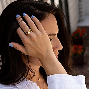 18K Gold Vermeil Bold Beaded Ring | Large Bead Ball Wedding Band | Classic Gold 3mm Bead Stacking Ring (Size 8)