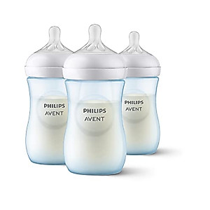 Philips AVENT Natural Baby Bottle with Natural Response Nipple, Blue, 9oz, 3pk, SCY903/23