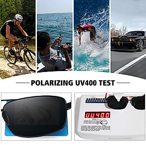 WOWSUN Polarized Sunglasses for Men UV Protection Rectangular Metal Frame Fashion Men's Sun glasses for Driving Golf