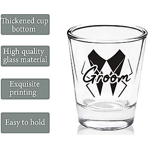 LADY & HOME Set of 7 Groomsmen Shot Glasses,Groom and Groomsman Shot Glasses for Bachelor Party Decorations and Favors,Groomsmen Gifts,Wedding Shot Glasses-1.75oz (Squiggle)