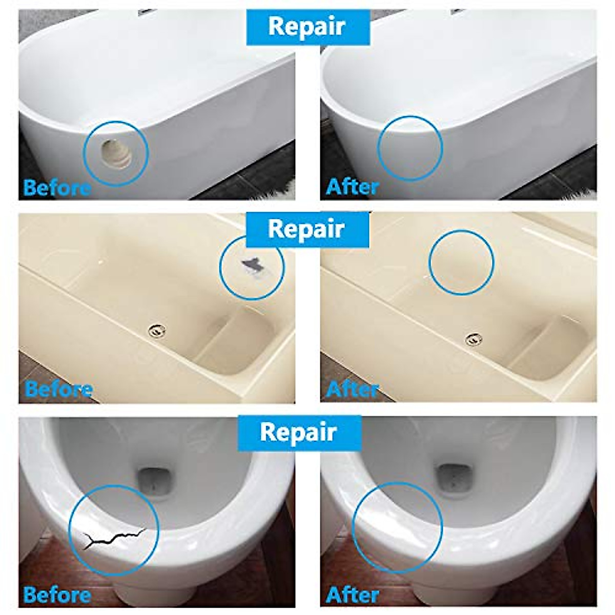 Tub, Tile and Shower Repair Kit (Color Match), 3.7oz Fiberglass Repair Kit, Porcelain Repair Kit White, Bathtub Ceramic Tile Sink Acrylic tub Repair Kit, Tub Chip Crack Fix Almond Black