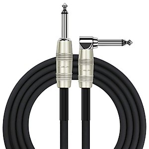 Kirlin Cable IP-202PR-20/BK - 20 Feet - Straight to Right Angle 1/4-Inch Plug Instrument Cable Black PVC Jacket