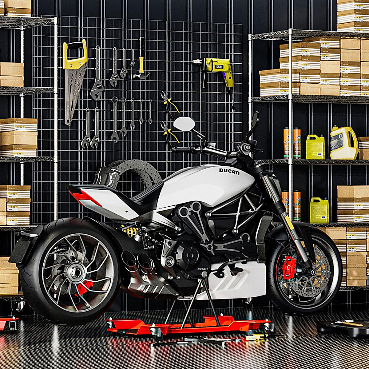 Premium Motorcycle Center Stand Mover Dolly | 360° Casters | Easy Bike Movement | Ideal for Garage, Workshop, and Display | Rust-Resistant Steel | Fits Yamaha FZ1, FZR, FJR, and More