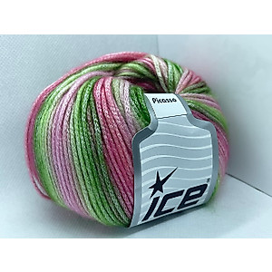 Strawberries & Limes (Pinks & Greens) Picasso Fuzzy with Subtle Sheen Yarn, Polyester, Acrylic Blend 50 gram 125 Yards