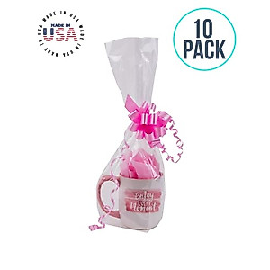 A1 Bakery Supplies 10 Pack BOPP Clear Cello Cellophane Bags Gift Basket Package Flat Gift Bags BOPP Bags (Flat, 9 x 20)