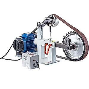 Happybuy 2Hp Belt Grinder 2 x 82inch Variable Speed Belt Sander with 3 Grinding Wheel Bench Sander 12inch Wheel and Flat Platen Tool Rest for Knife Making