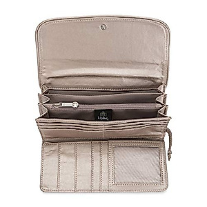 Kipling Women's Money Land, RFID Anti-Hacker Technology, Nylon Snap Wallet, Metallic Glow, One Size
