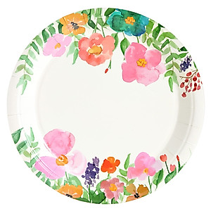 Juvale 144 Piece Watercolor Tea Party Supplies with Pink Floral Paper Plates, Napkins, Cups, and Cutlery, Disposable Tableware Set for Girls Baby Shower, Wedding (Serves 24)