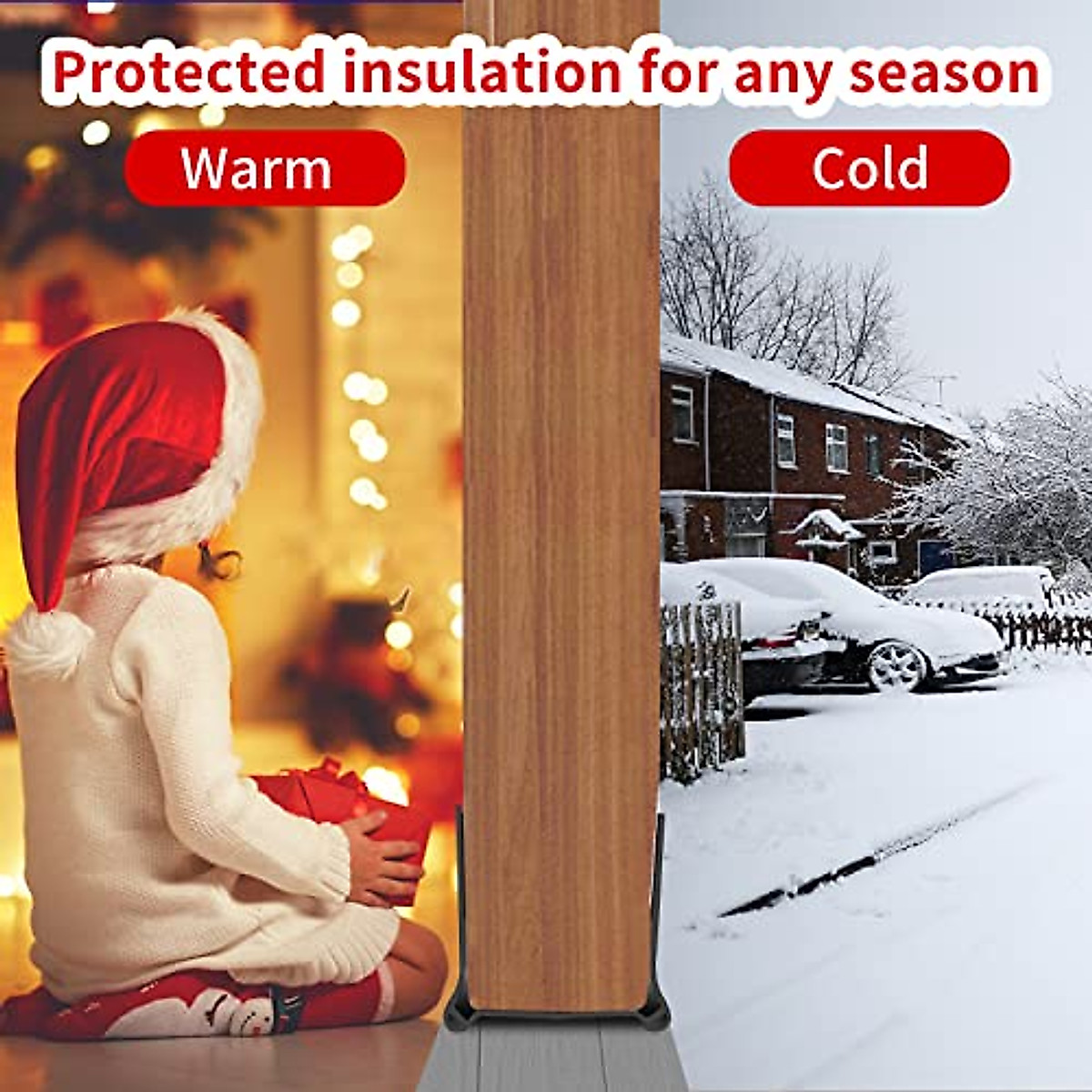 Door Draft Stopper, Cuttable Under Door Seal, Strong Adhesive Draft Stopper for Bottom of Door for Exterior/Interior Doors 39” Length (Black)