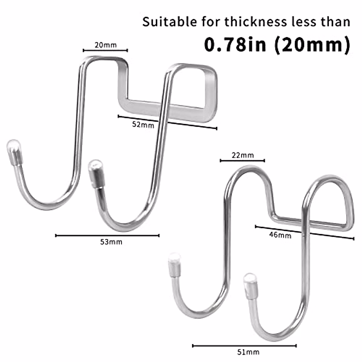 Colorlife Over The Door Hooks 8 Pack S Hooks for Hanging Heavy Duty Metal Organizer Hooks for Living Room, Bedroom, Bathroom, Kitchen Hanging Pots,Pans,Kitchen Utensil,Plants,Cups,Bags,Clothes-Silver