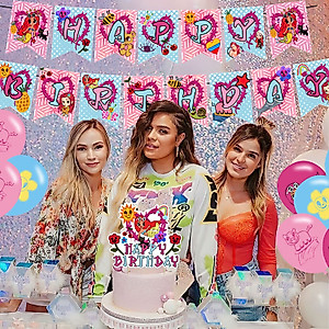 32Pcs Manana Birthday Party Decorations,Party Supply Set for Kids with 1 Happy Birthday Banner Garland , 13 Cupcake Toppers,18 Balloons for Karol G Party Supplies