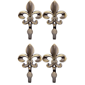 Ulifestar Bathroom Towel Hooks, Decorative Wall Hooks Coat Hooks Heavy Duty Metal Hooks Wall Mounted Hanging Hooks for Hanging Key Purse Robe Hat Scarf Belt Handbag Cup Mug 4 Pack (Bronze)