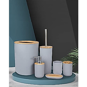 GANFANREN Bathroom Accessories Set 6 Pieces Room Set Toothbrush Holder Soap Dispenser Toilet Brush Trash Can Bathroom Essential Set (Color : C)