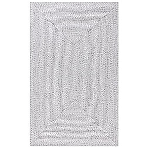 SAFAVIEH Braided Collection 4' x 6' Silver/Grey BRD315F Handmade Country Cottage Reversible Area Rug