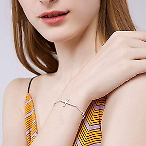 EVER FAITH Women's 925 Sterling Silver Religious Cross Classic Heart Infinity Adjustable Bracelet Chain Birthday/Mothers Day/Valentines Day/Christmas Jewelry Gift for Women