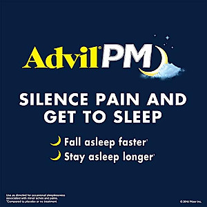 Advil PM Pain Reliever/Nighttime Sleep Aid, Ibuprofen and Diphenhydramine (1 Pack ,200 Coated Caplets)