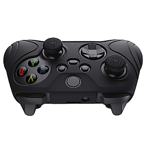 eXtremeRate PlayVital Samurai Edition Black Anti-Slip Controller Grip Silicone Skin for Xbox Core Wireless Controller, Ergonomic Protective Case Cover for Xbox Series S/X Controller w/Thumb Grips