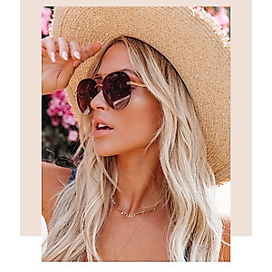 DIFF Lenox Gold + Brown Gradient, Designer Oversized Aviator Sunglasses for Women UV400 Protection