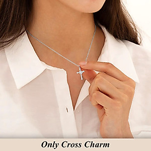 Auriga Fine Jewelry 925 Sterling Silver Rhodium-Plated Holy Spirit Cross Dove Pendant (L- 23 mm, W- 14 mm) Gift for Women