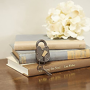 Deco 79 Brass Lock And Key, 1" x 3" x 2", Dark Gray