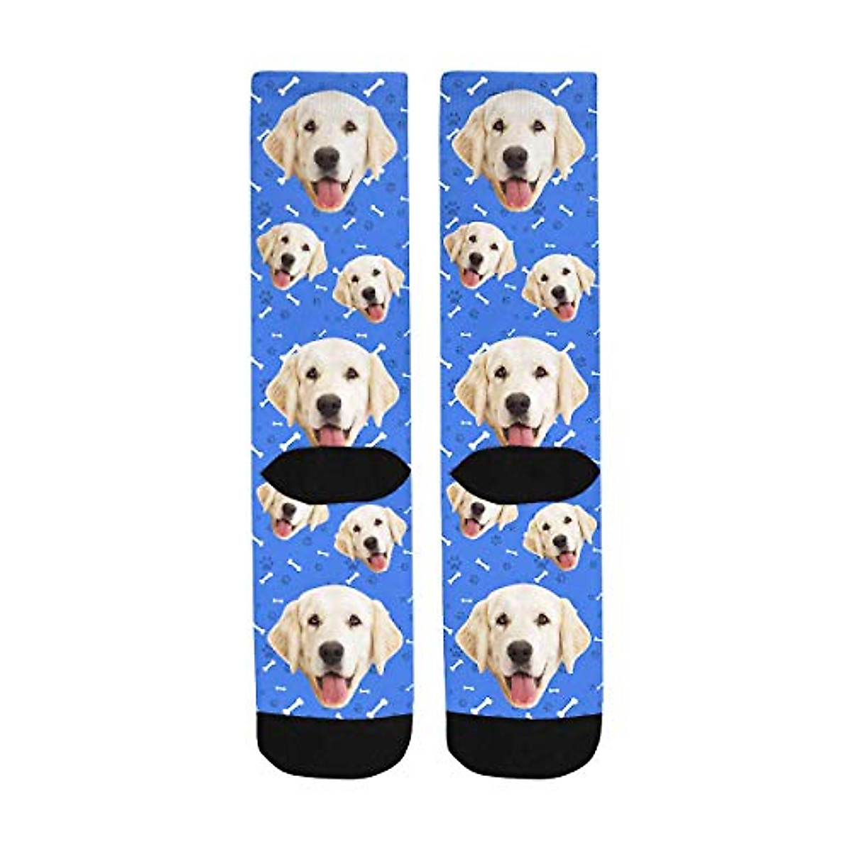 Custom Dog Face Socks Personalized Cute Pet Dog Lover Face Crew Socks for Women Men