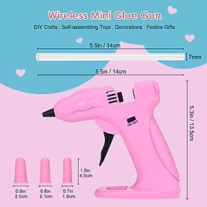 Glue Gun Cordless USB Rechargeable: 2600mAh Battery Operated Fast Preheating Wireless Hot Glue Gun Kit with 30pcs Mini Glue Stick for Crafts DIY Arts Home Repairs - Pink