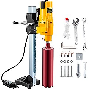 Happybuy 8 Inch/205MM Diamond Core Drilling Machine 3980W Diamond Core Drill Rig with Stand and Drill Bits,Wet Dry Core Drill Rig for Diamond Concrete Drilling Boring (Drill Bit Diameter: 4.25"/108MM)