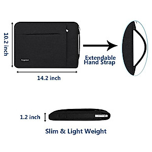 Kogzzen 13-14 Inch Laptop Sleeve with Handle Compatible with MacBook Air 13.3/ MacBook Pro 14 13/ Dell XPS 13/ Surface Laptop 13.5/ iPad Pro 12.9, Waterproof Shockproof Case Bag - Black