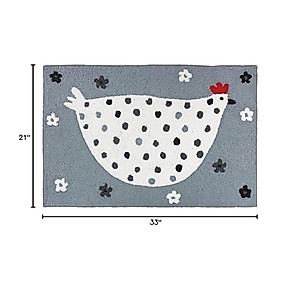 Jellybean Cool Grey Chick Kitchen Décor Indoor/Outdoor Washable 21" x 33" Accent Rug