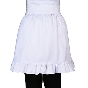 Love Potato 100% Cotton 2 Pockets Waist Apron Kitchen Cooking Restaurant Bistro Half Aprons for Girl Woman, White